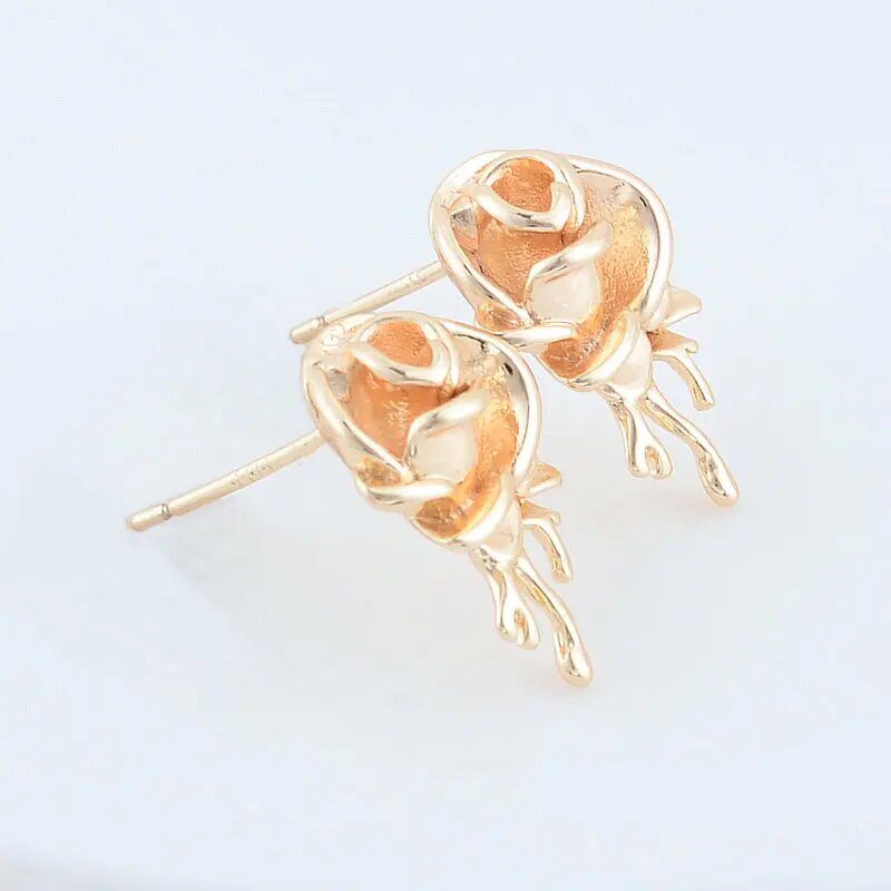 Серьги-гвоздики из латуни, золотистого цвета, Florainer Tina, 6 штук 6PCS