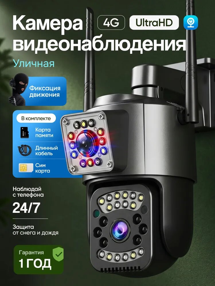 Камера видеонаблюдения уличная с сим картой 4g