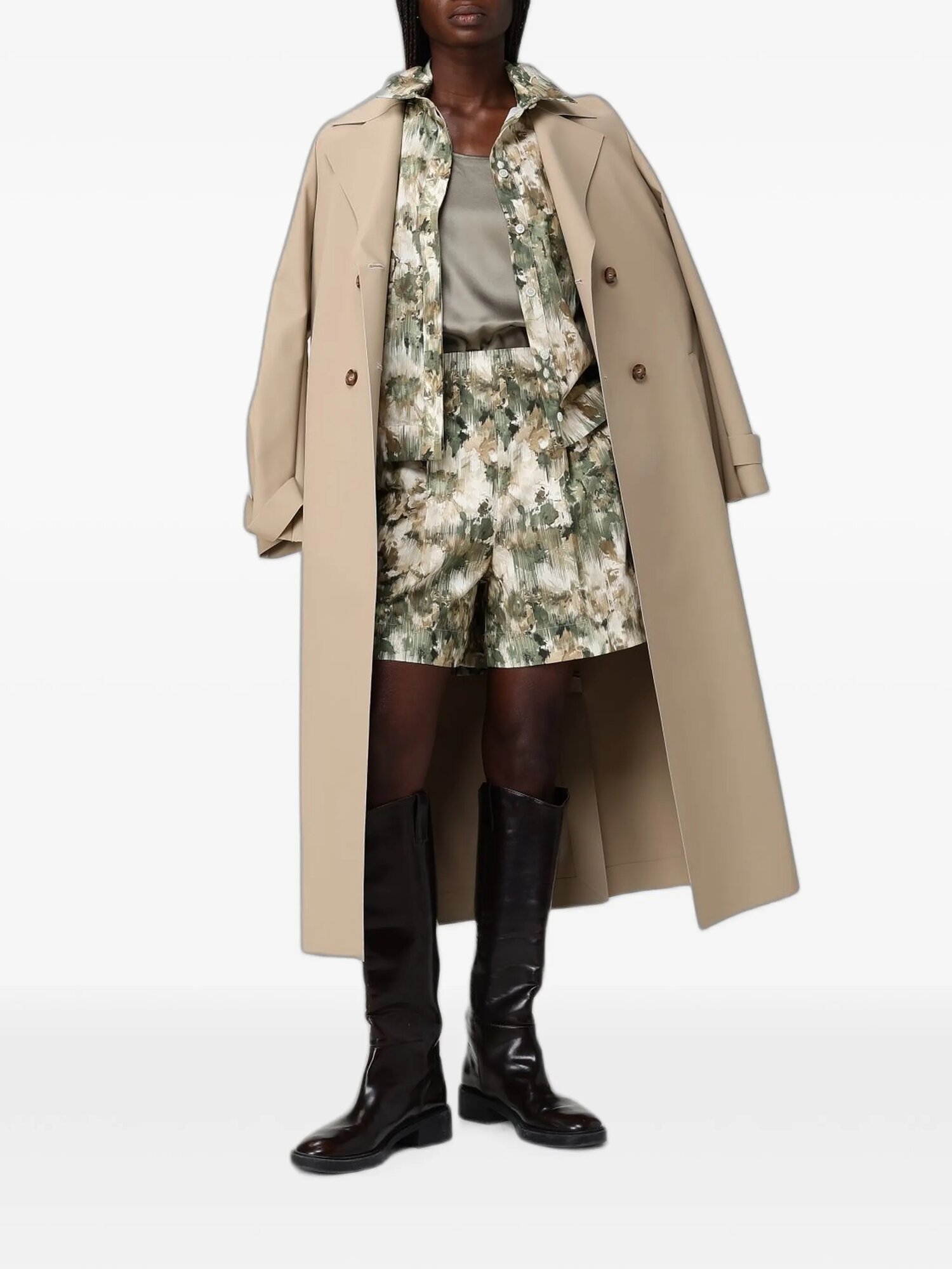 Пальто Max Mara Double-breasted belted trench coat, размер 46, разноцветный — фото 1