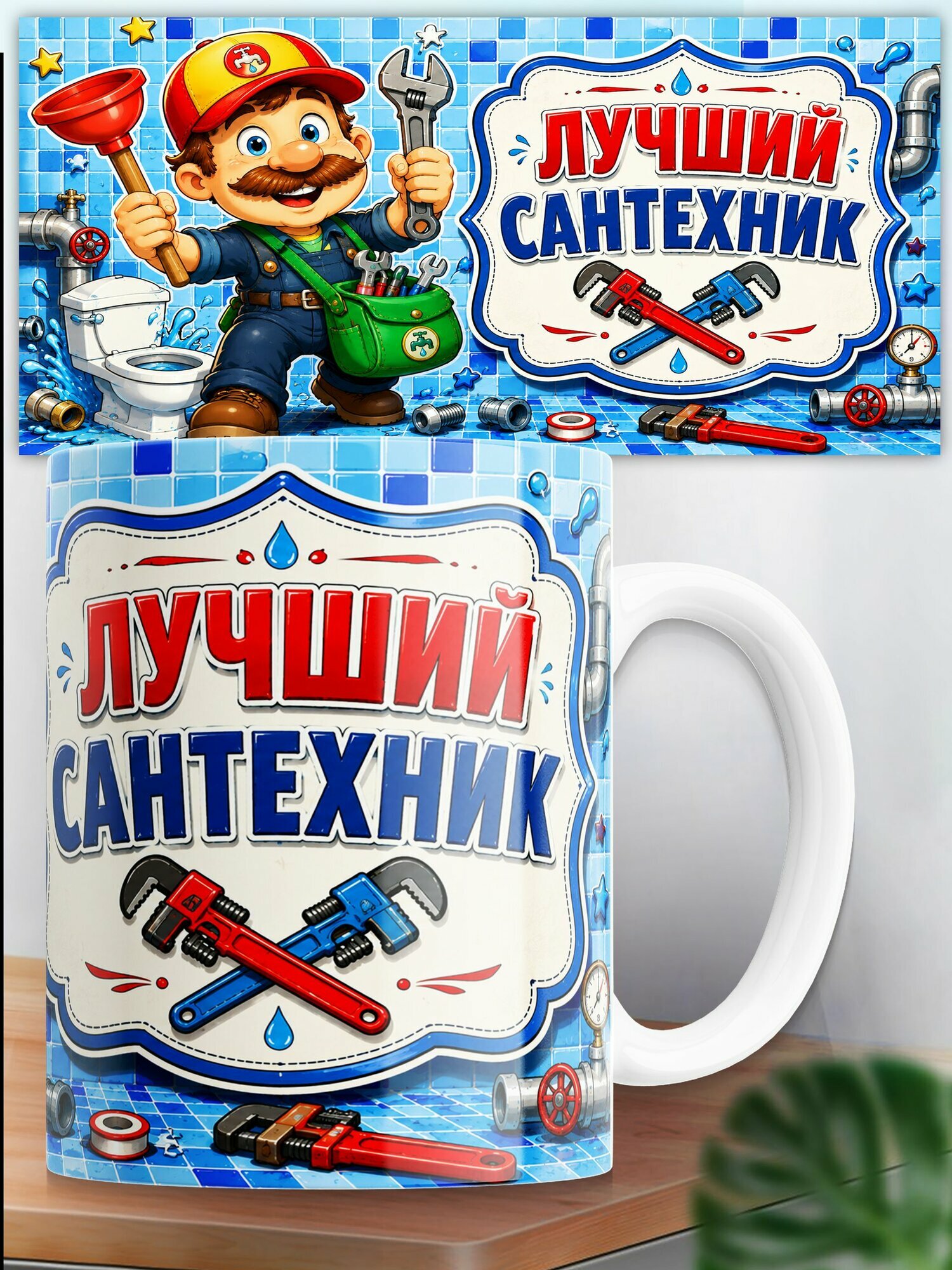 Кружка с принтом Лучшии сантехник