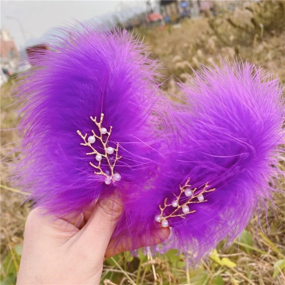 Заколки для волос с перьями Fairy 12 см 1 Pair Dark Purple