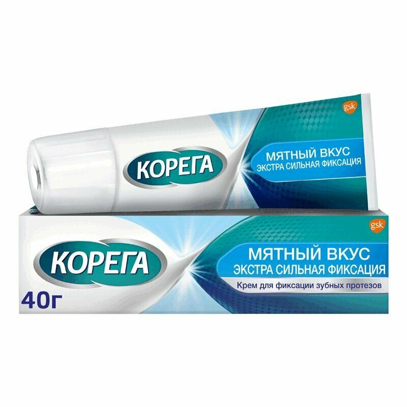 Корега крем для фиксации зубных протезов экстра сильный 40г Мята