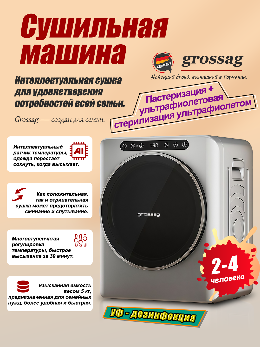 Сушильная машина Best QD GROSSAG, конденсационная, с тепловым насосом, 5 кг, A+++