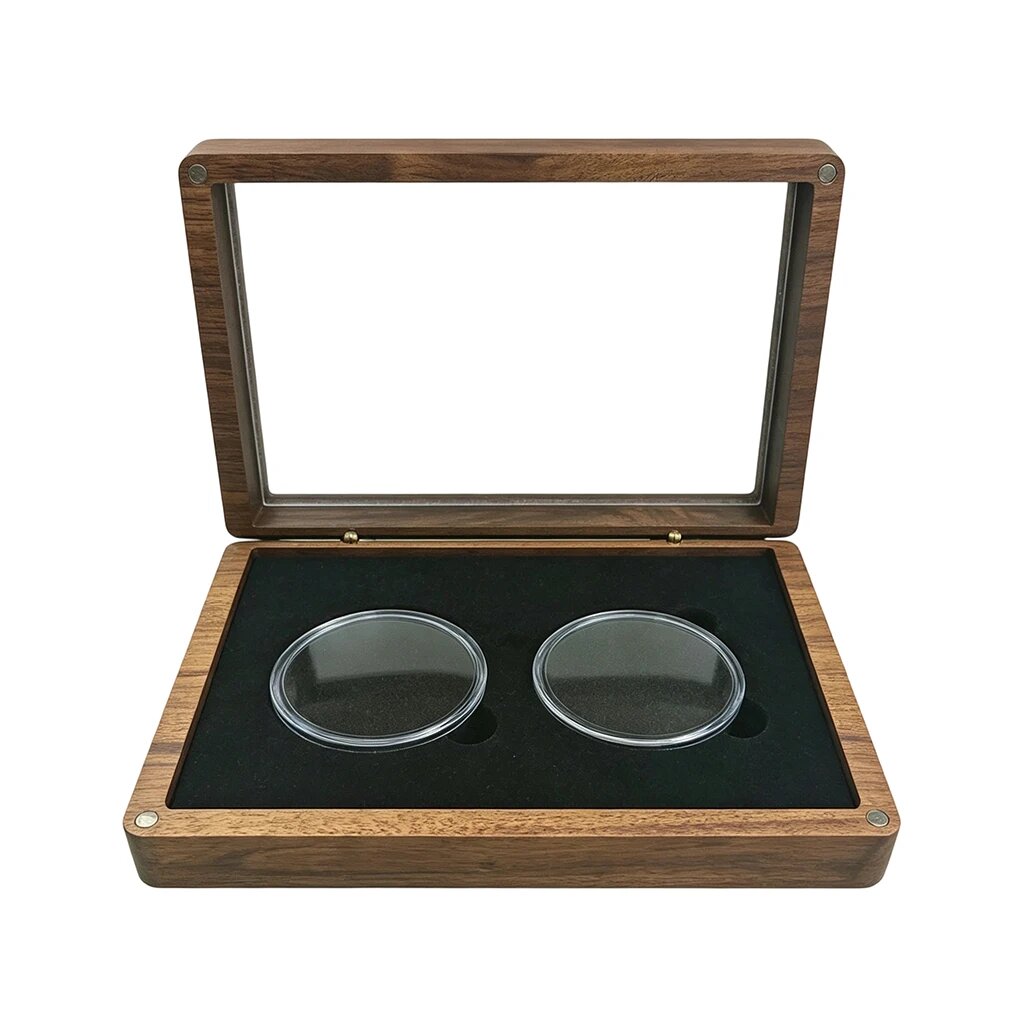 Коробки для монет из дерева 30/35/40 мм Double Coin Box