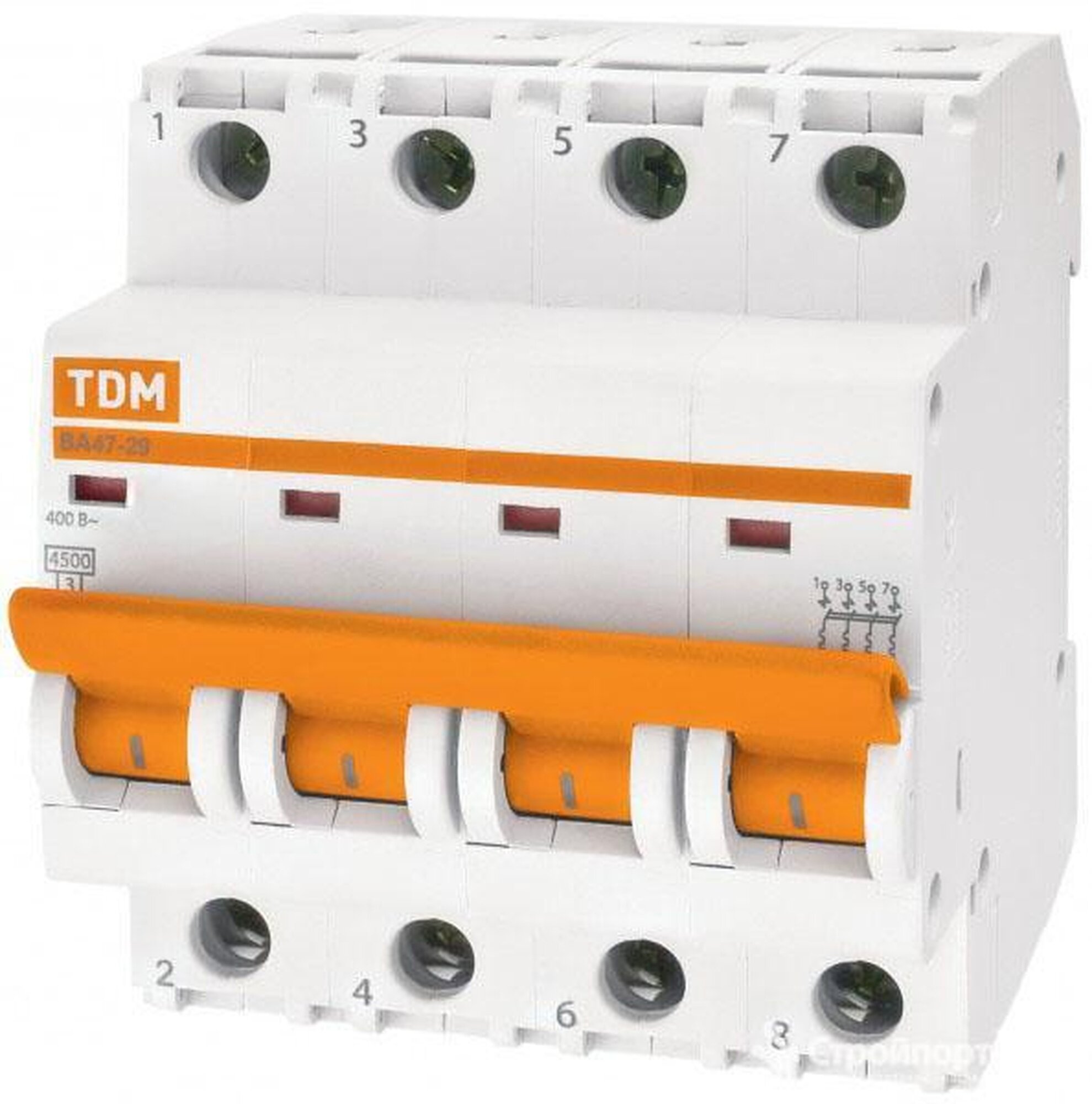 Автоматический выключатель TDM ВА47-29 4P 1А (C) 4.5кА, SQ0206-0116