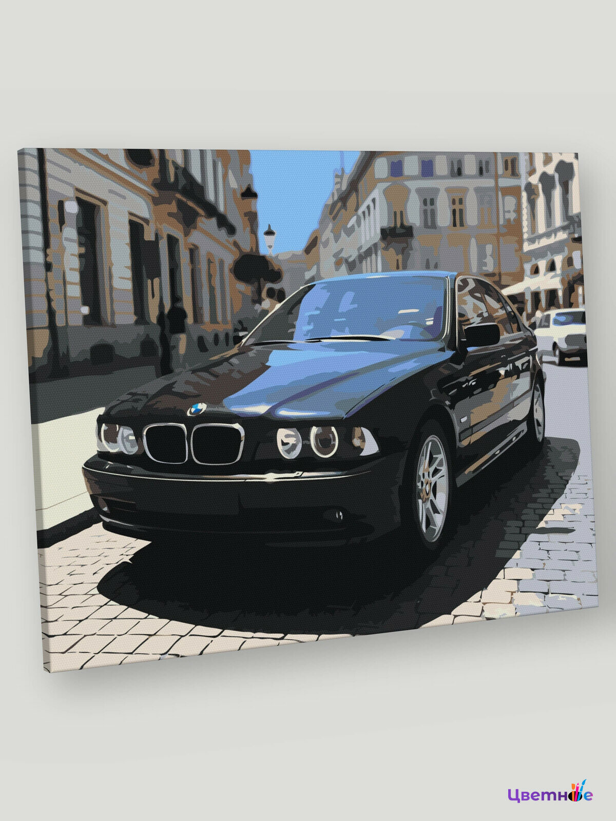 Картина по номерам на холсте с подрамником 40х50 "Машина БМВ BMW E39 в городе"