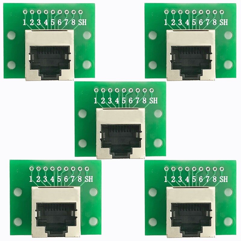 Набор из 5 шт. плат-разветвителей RJ45 8-pin с PCB и штыревыми разъемами, адаптер-коннектор для сетевого порта (без изгиба)