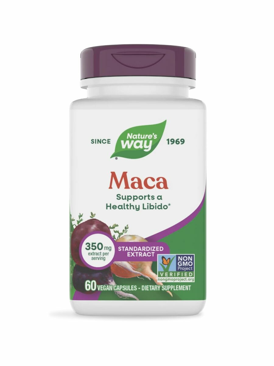 Nature's Way, Maca, Мака экстракт 350 мг, Добавка для мужского здоровья, для потенции и повышения тестостерона, 60 капсул