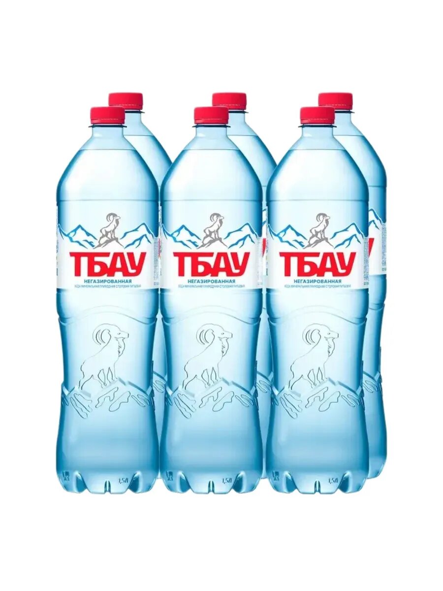 Тбау Вода питьевая негазированная, 6 шт по 1,5 л