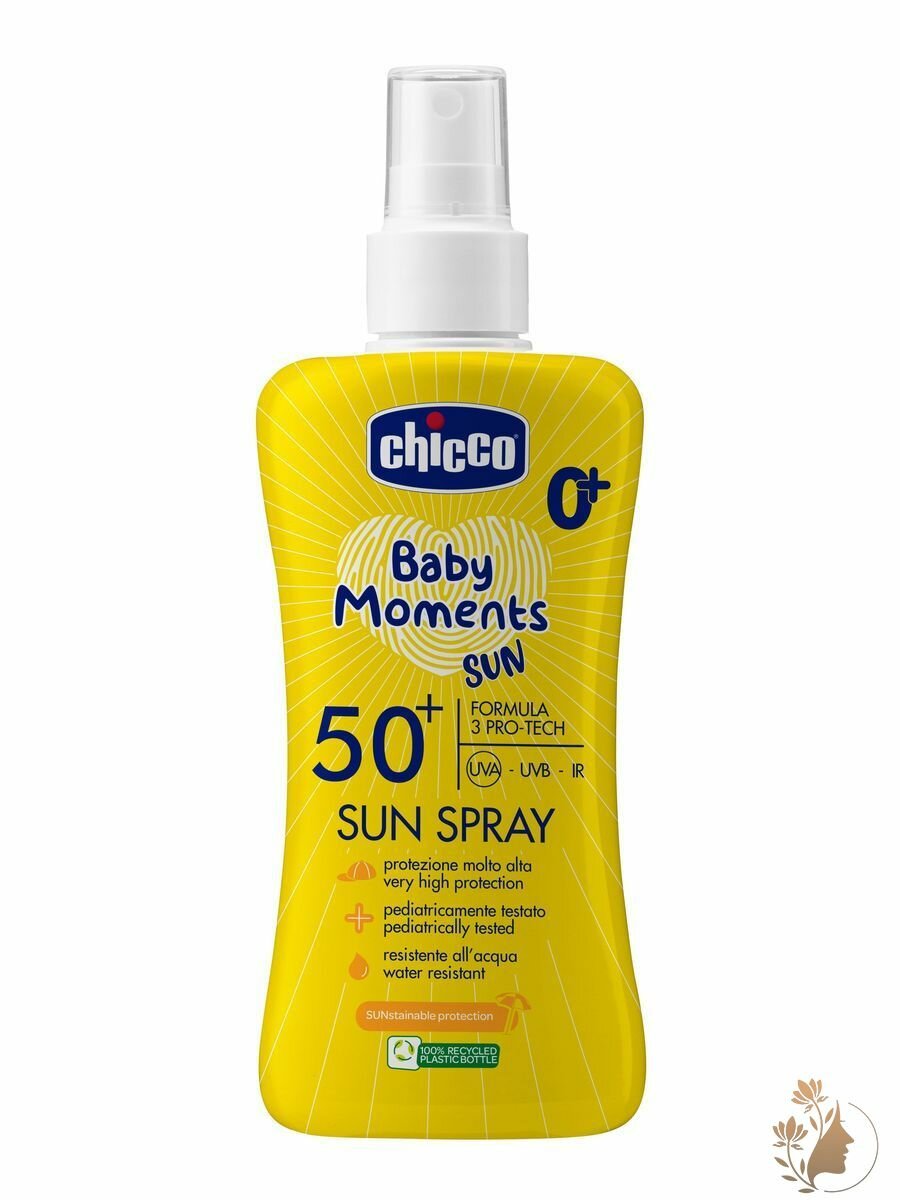 Спрей детский солнцезащитный SPF50+ Chicco Baby Moments Sun, 150 мл 0+ для детей 150мл