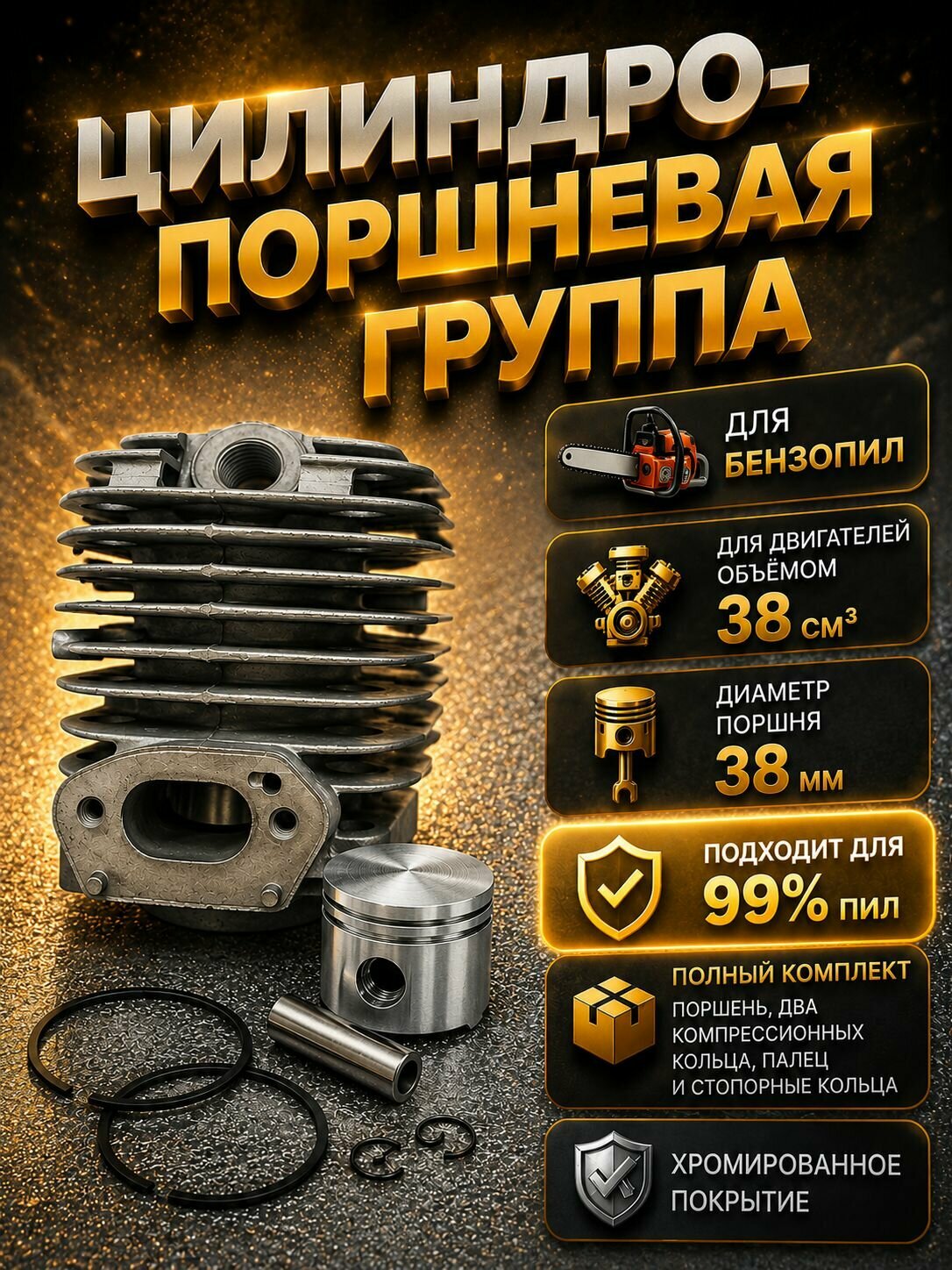 Поршневая группа для бензопилы Forza, Forward, Patriot.