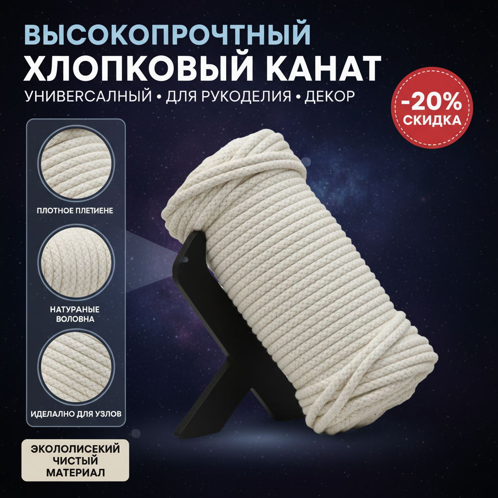 KNOW EASY-Веревка бельевая хлопчатобумажная, 30 м