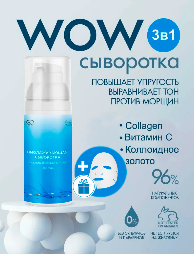 Омолаживающая сыворотка Collagen Tripeptide Gold 24 Anti-Age 50 мл. Dctr.Go