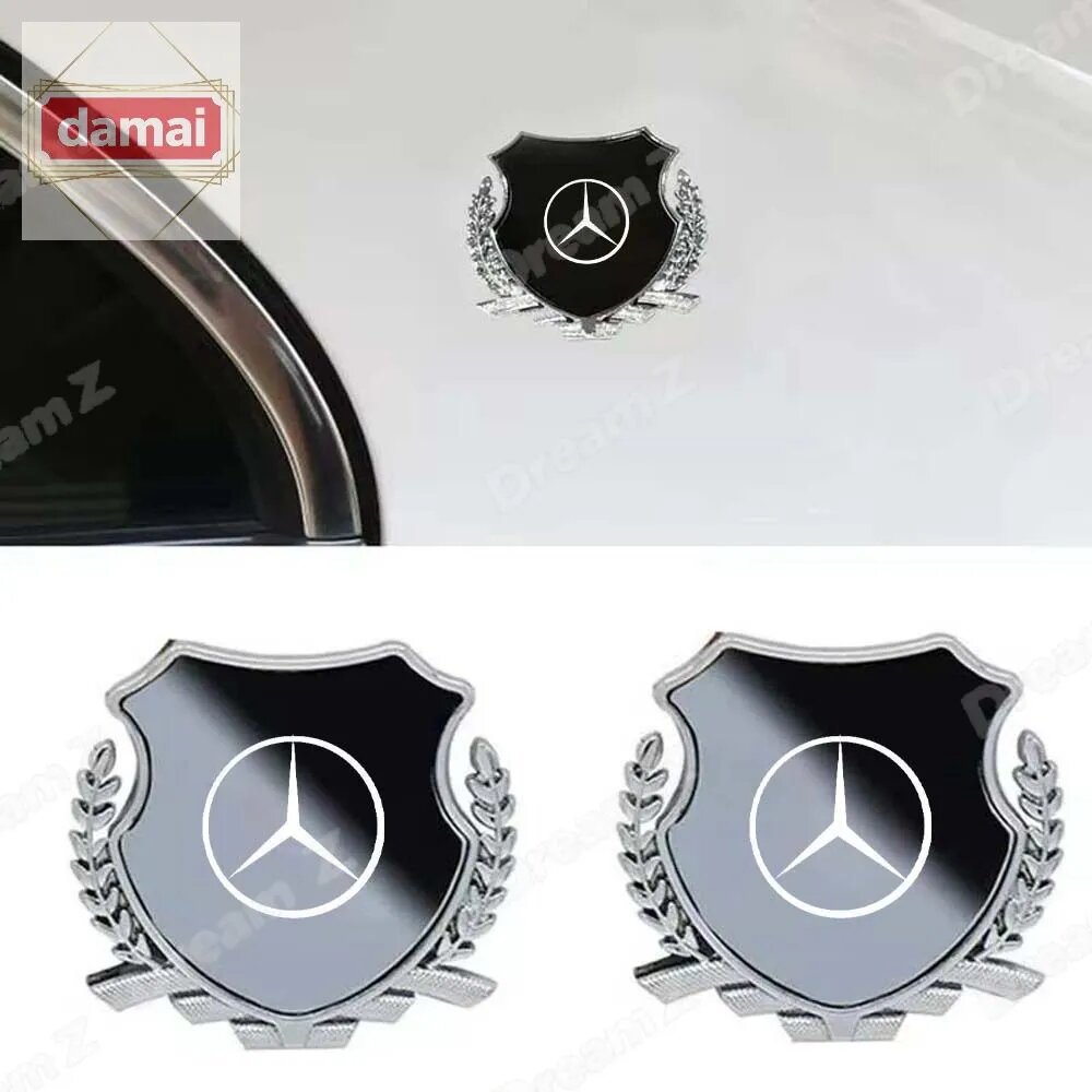 Металлическая эмблема на автомобиль Mercedes Benz (Мерседес Бенц), Шильдик, эмблема, надпись, самоклеющаяся, 2 шт.