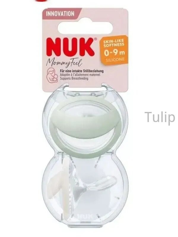 NUK MOMMYFEEL Соска пустышка ортодонтическая силиконовая, разм. 1 (для детей с 0 мес.), 2 шт. в контейнере