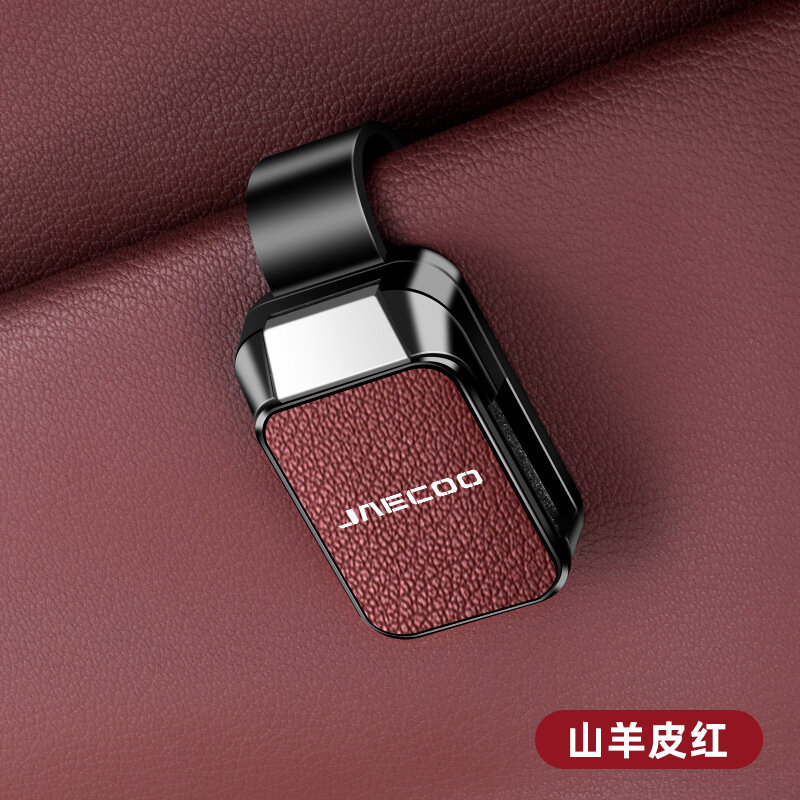 JAECOO Y001 Автомобильный держатель для очков из козьей кожи красного цвета с креплением на приборную панель
