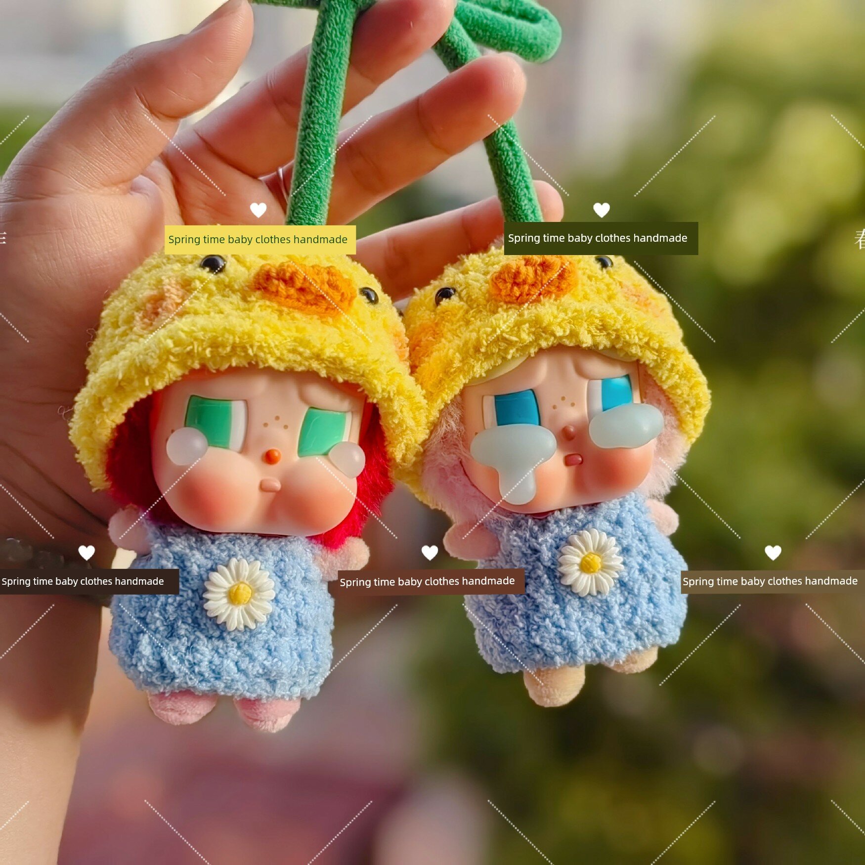Pop Mart Cupid's Tears PVC-украшение маленький желтый утенок вязаный комплект одежды - пара (без куклы)