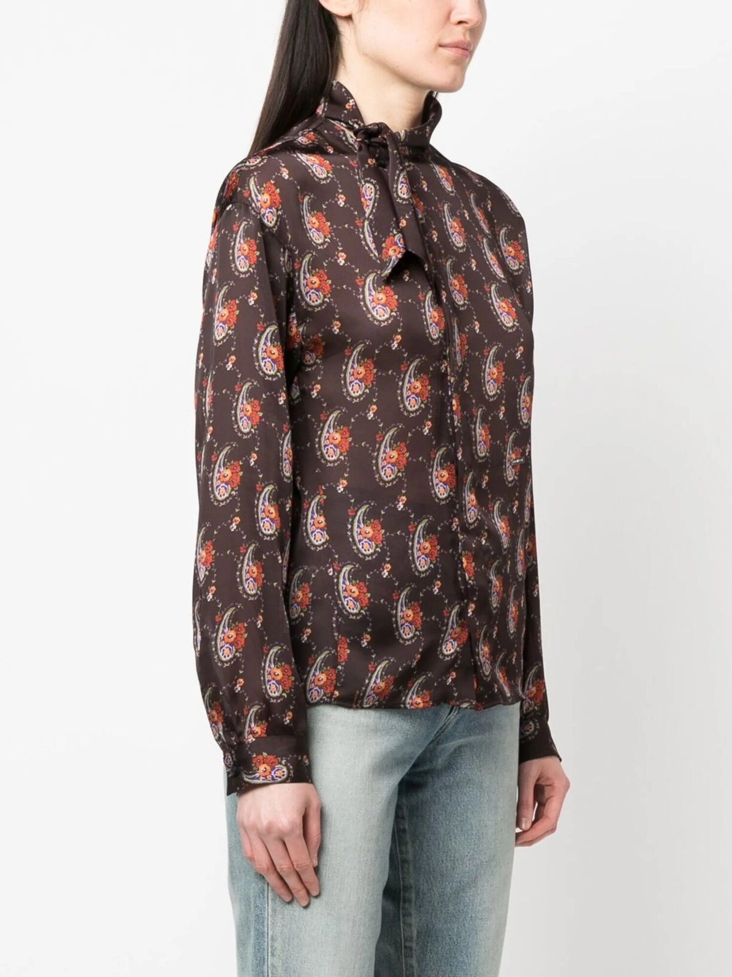 Блуза DSQUARED2 Graphic-print blouse, размер 38, коричневый — фото 1