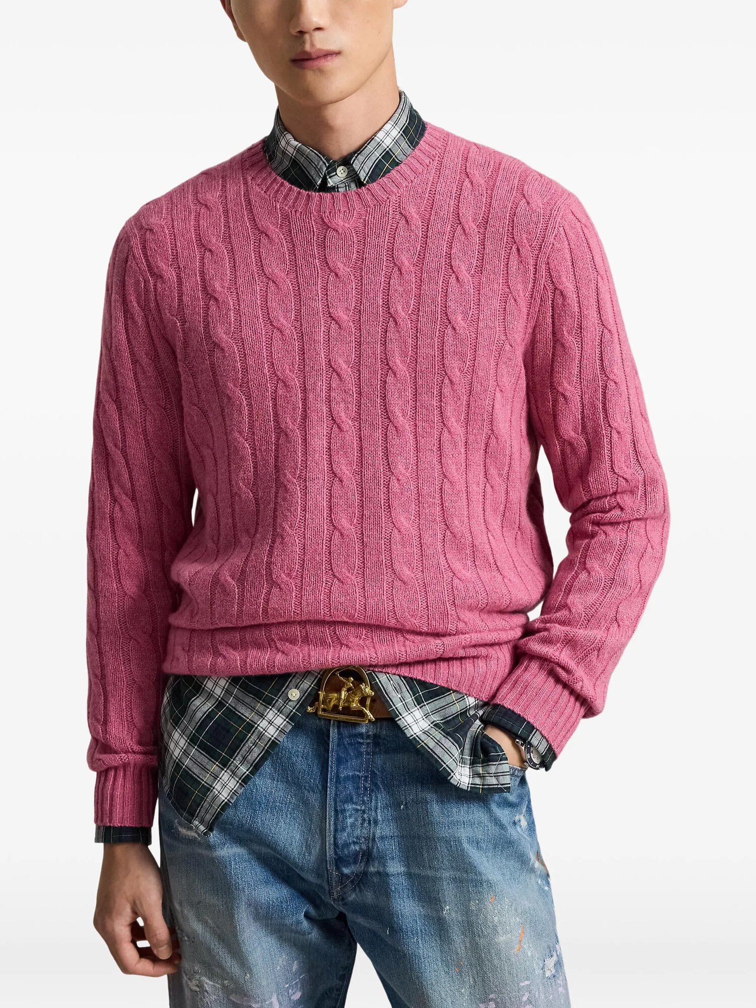 Свитер Polo Ralph Lauren Cable-knit cashmere sweater, размер 52, , розовый — фото 1