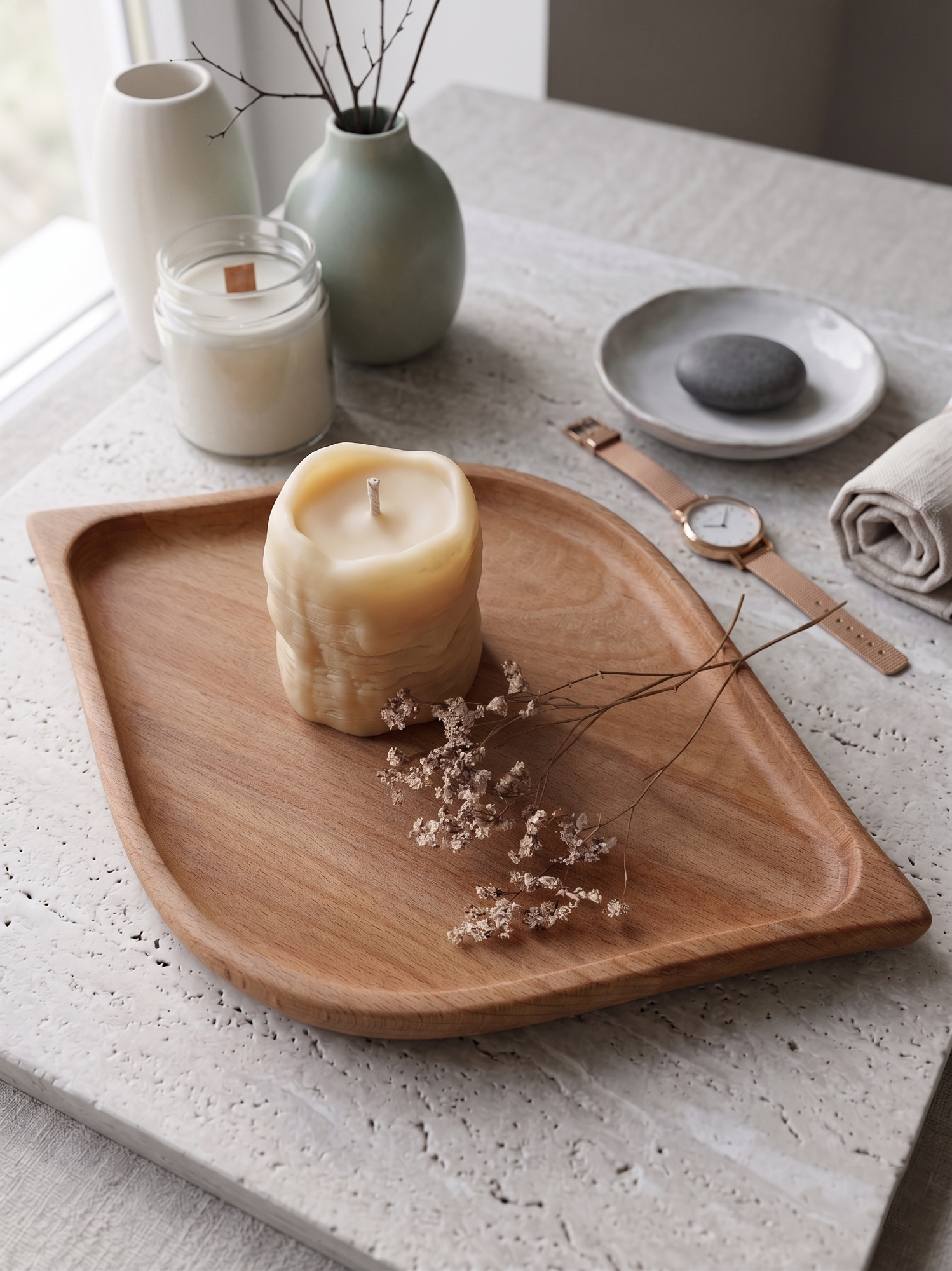Поднос Woodins, декоративный, для закусок, 27x17 см, натуральный бук, светло-коричневый