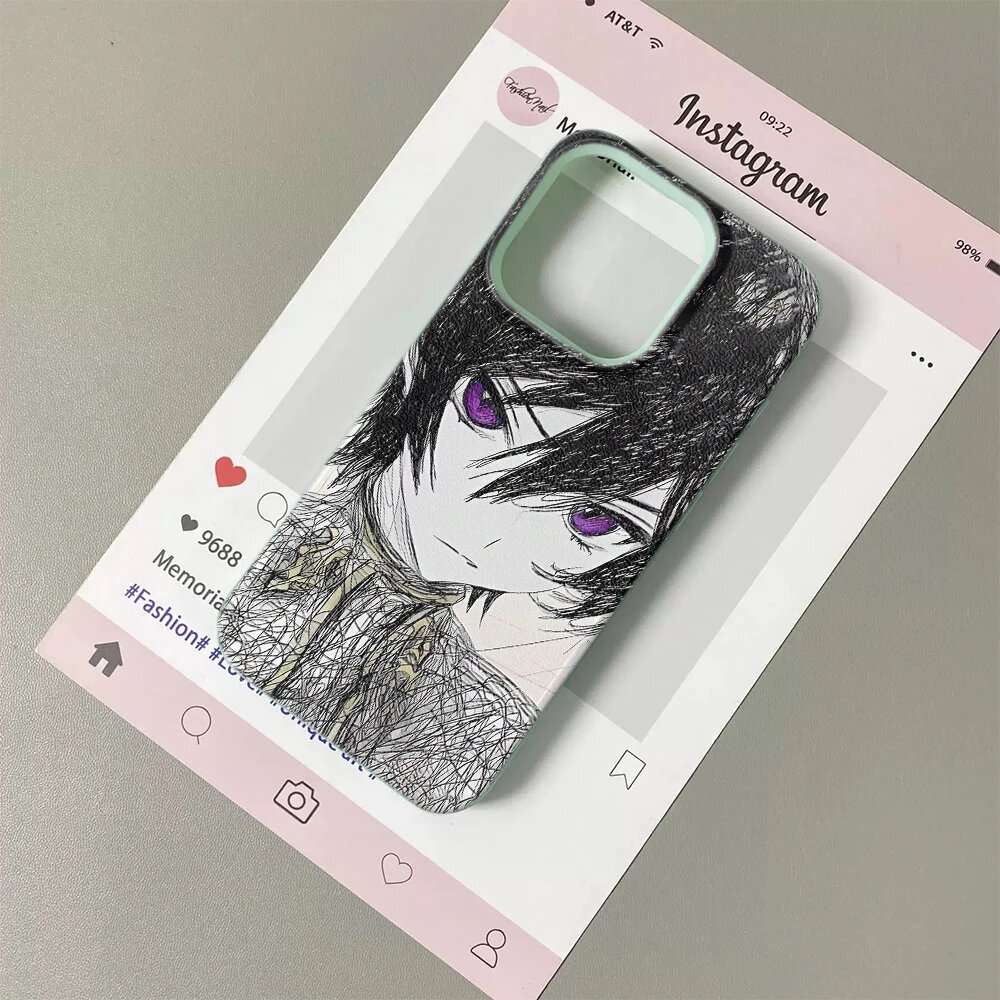 Чехол для iPhone 15 с аниме рисунком, зеленый