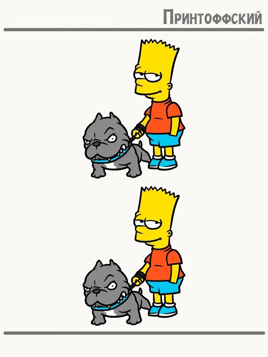 2-е (Две) Термонаклейки simpsons барт с собакой