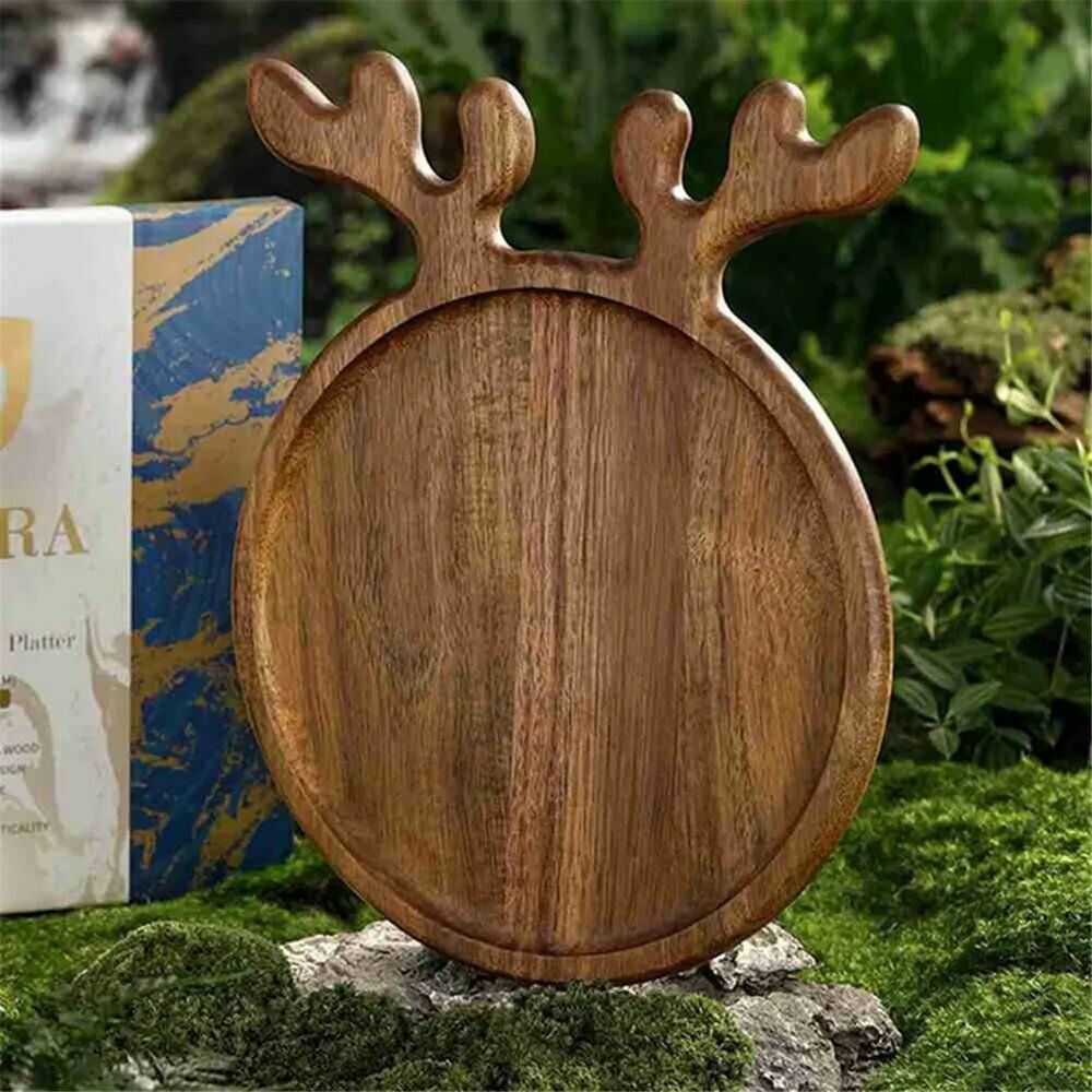 Asblyjos-Рождественский поднос из дерева, фруктовница, домашняя тарелка для закусок, конфетница, семена дыни, сушеная пицца