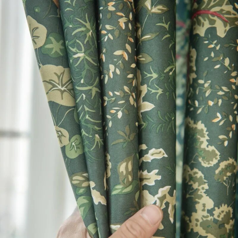 Зелёная цветочная штора из полиэстера для гостиной Grommet Top, 1PC W100cmxH130cm