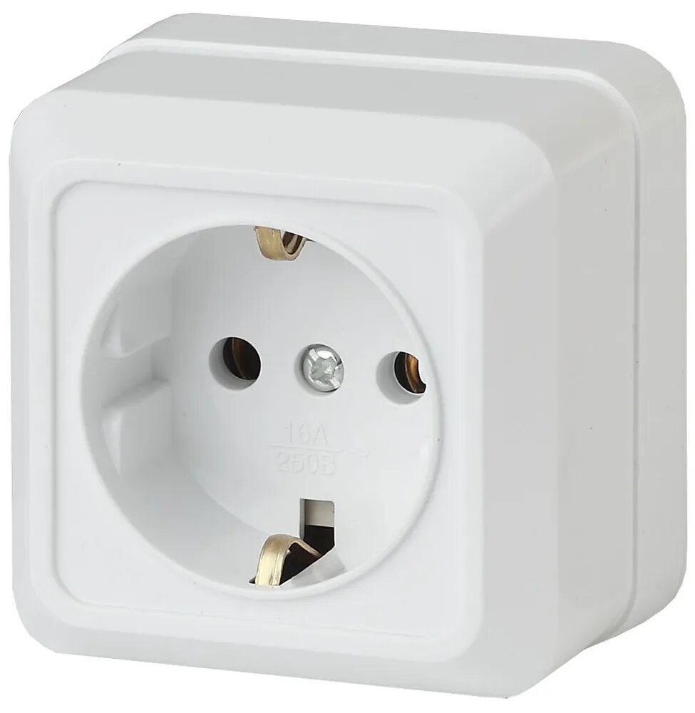Розетка Intro Quadro 2-202-01 с заземлением 2P+E Schuko 16А-250В IP20 открытой установки белая