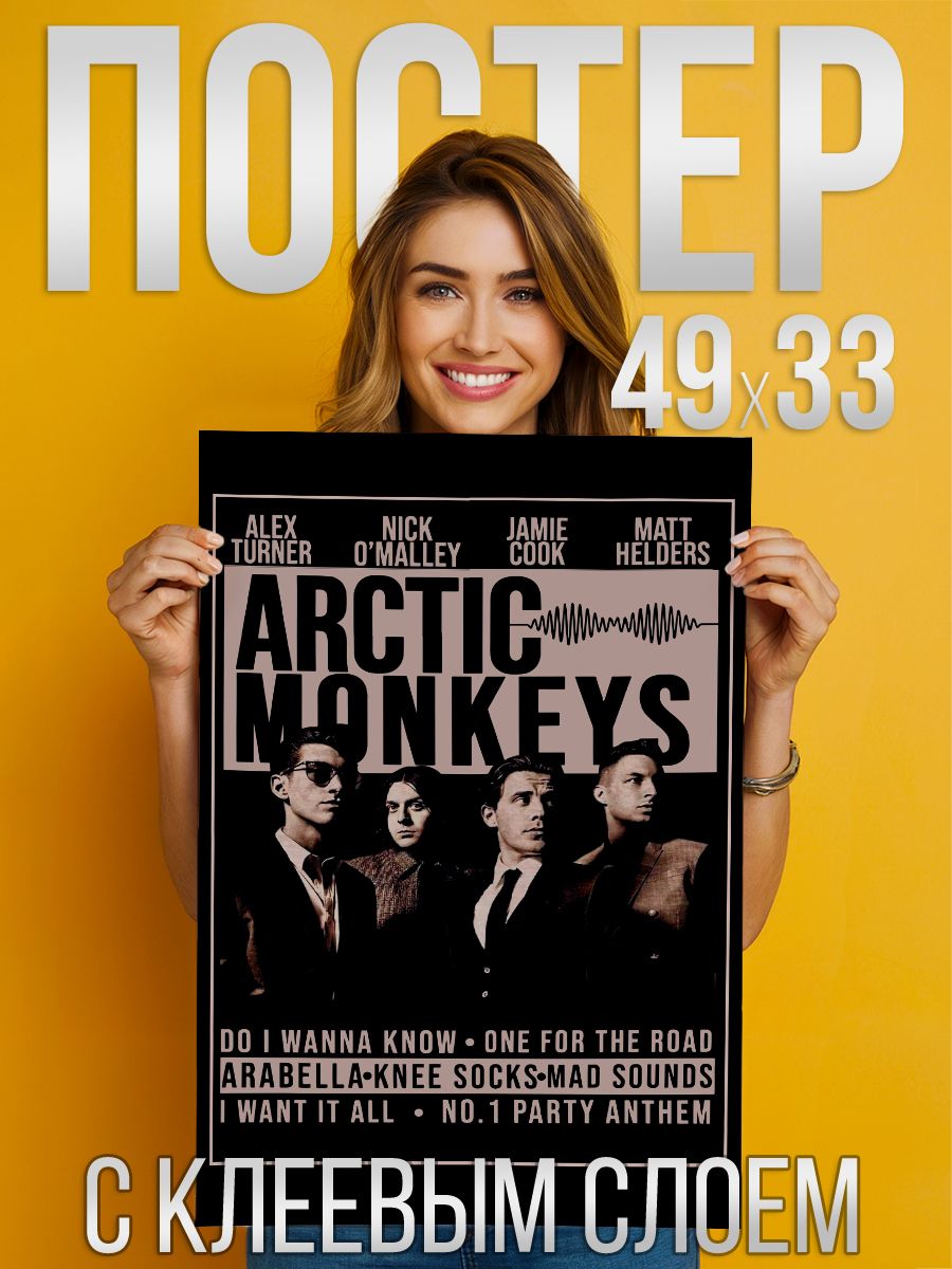 Arctic Monkeys - Постер с клеевым слоем 33х49см