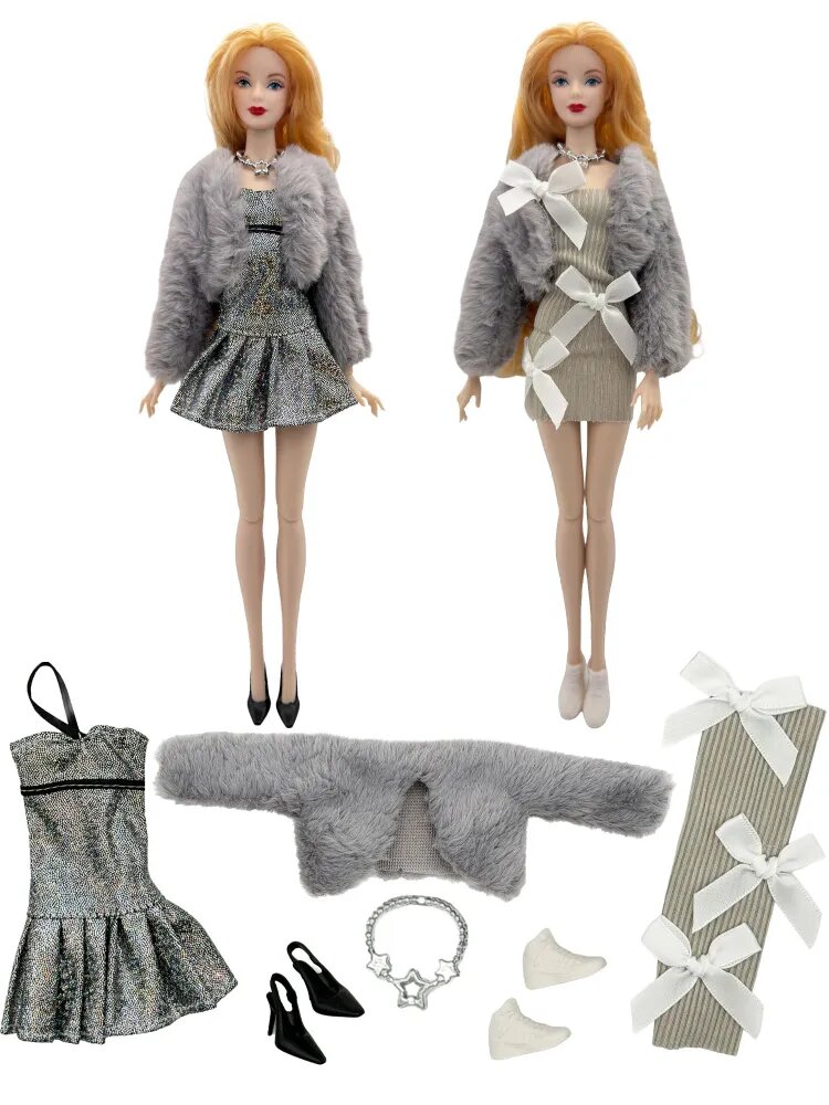 Одежда для кукол barbie 29 30 см 1 пальто, 2 юбки, 2 пары туфель, 1 ожерелье