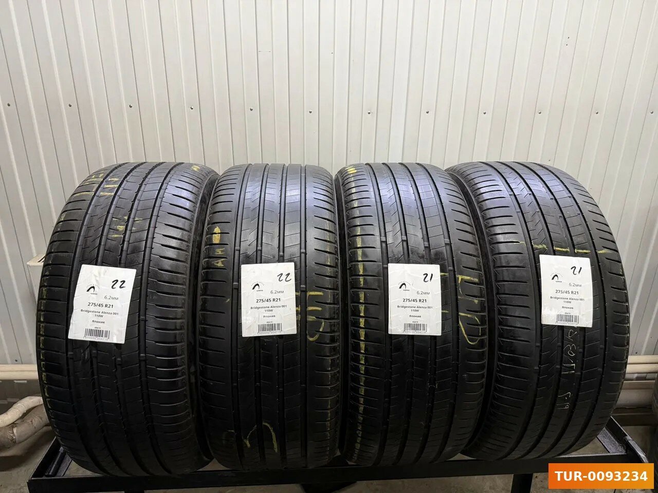 Комплект (4 шт) летних БУ шин Bridgestone Alenza 001 275/45 R21 20% износ 8187883826