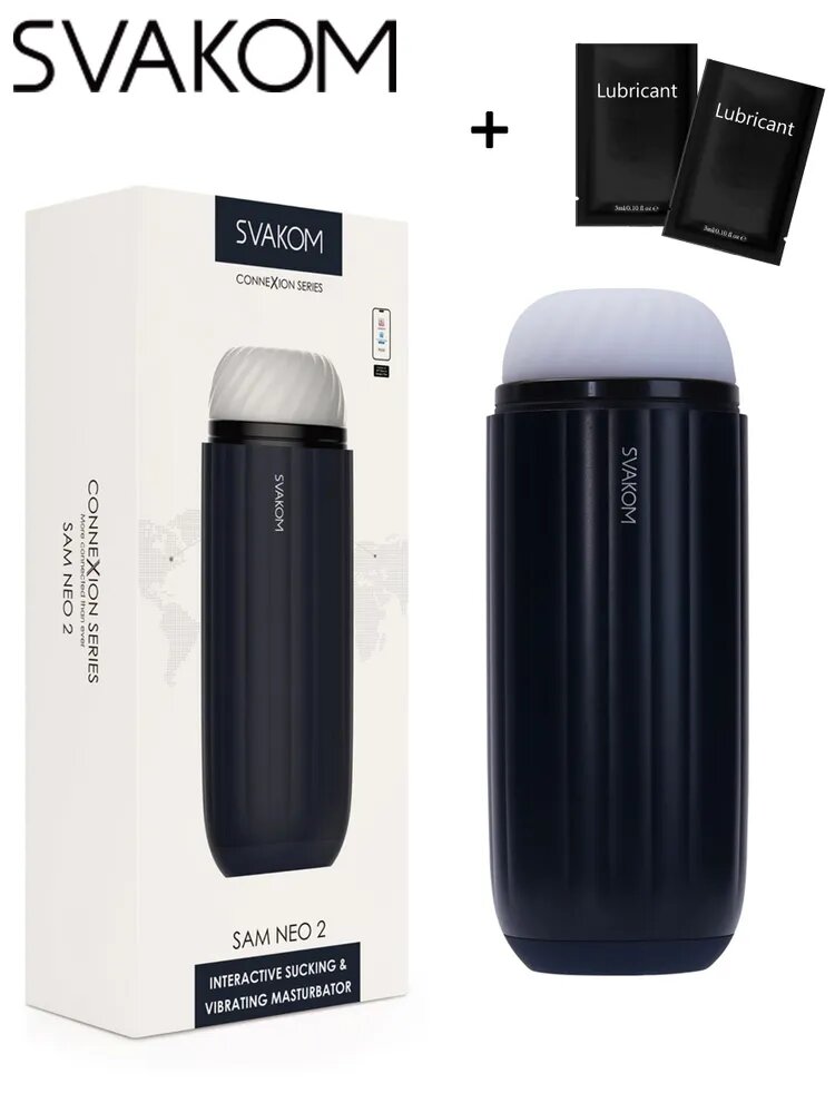 Набор Svakom Автоматический интерактивный мастурбатор Sam Neo 2 + 2 саше лубриканта