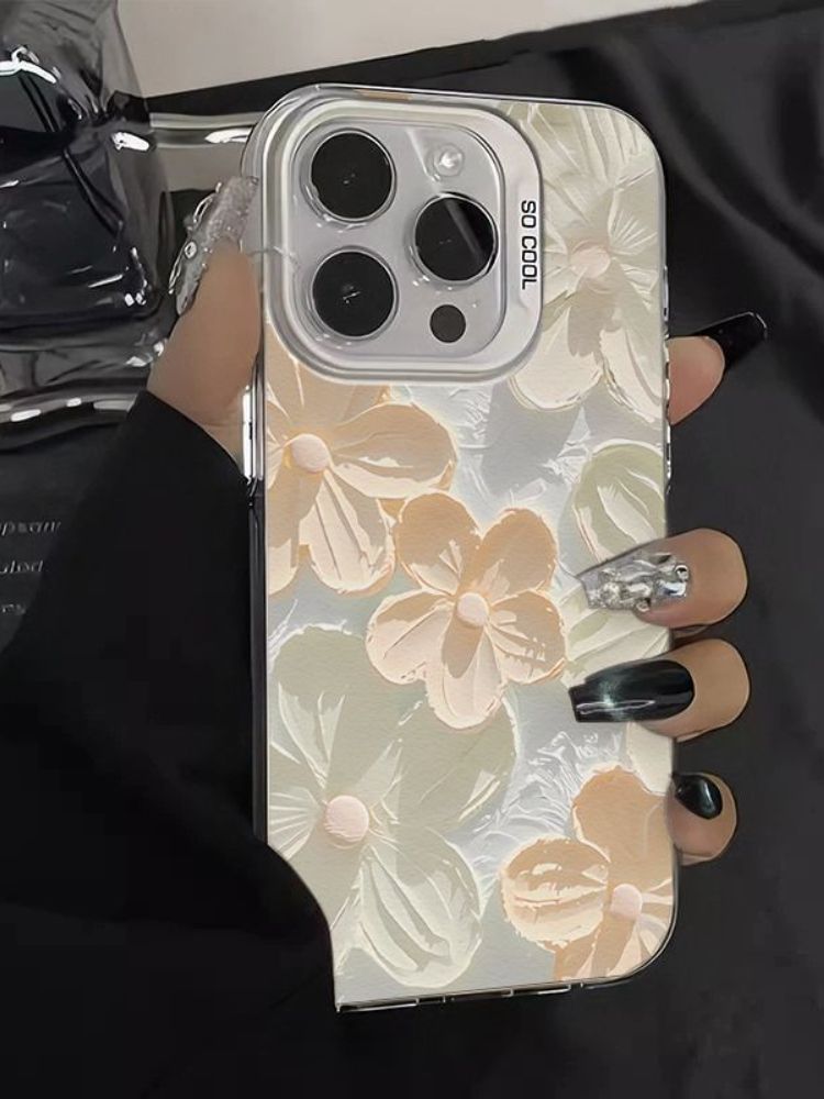 Чехол на айфон 13 про макс / IPHONE 13 PRO MAX белый с принтом Теплые цветочные букетки противоударный