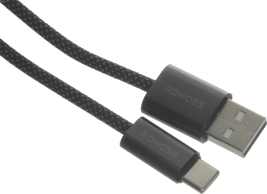 Кабель Romoss CB3038, USB Type-C (m) - USB (m), 1.2м, MFI, 3A, черный