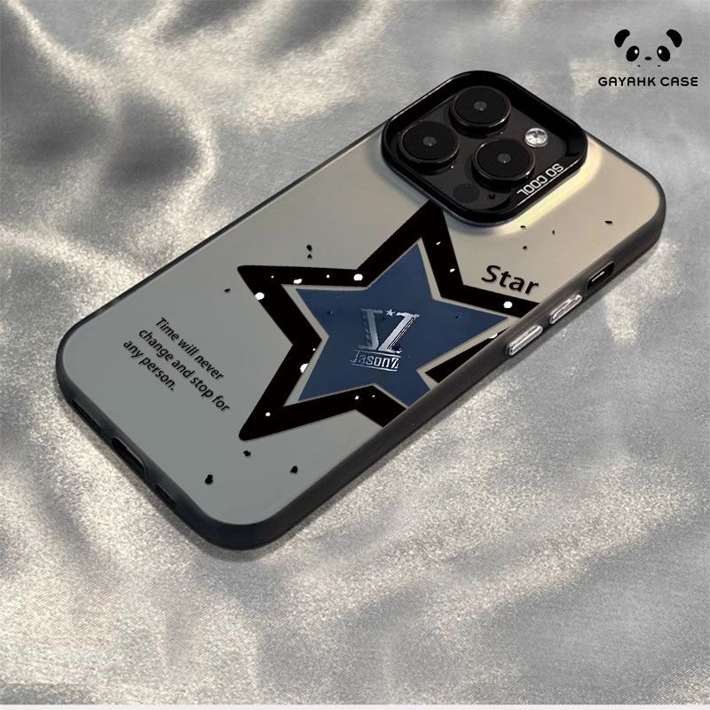 Чехол на Aйфон 13 Про Макс / IPHONE 13 PRO MAX Черный Чехол с синими звездами в винтажном стиле силиконовый противоударный