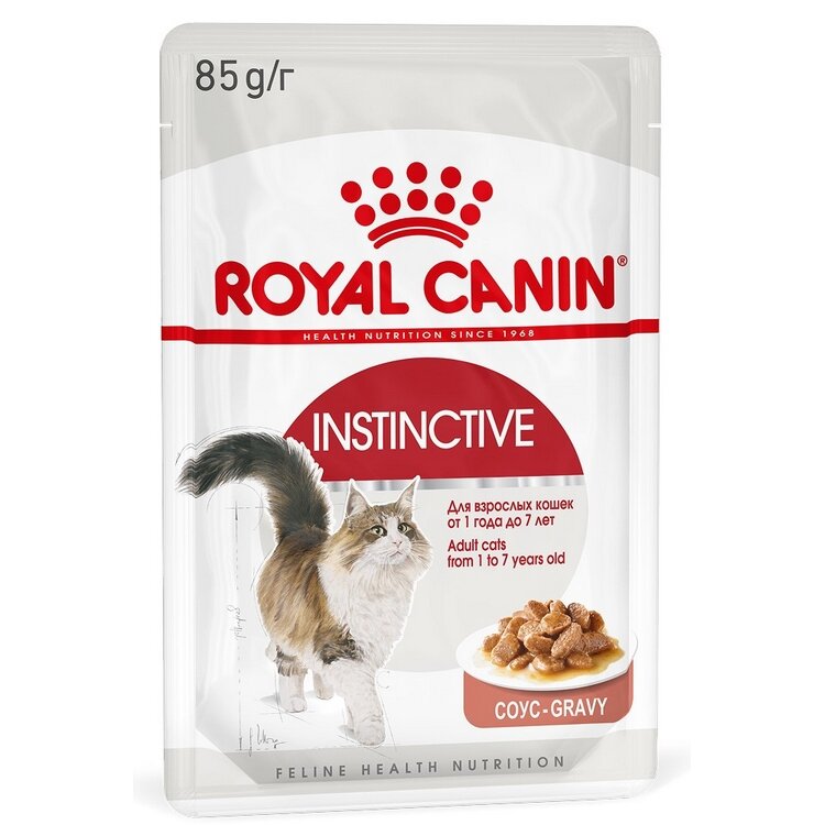 Royal Canin Instinctive / Влажный корм (Консервы-Паучи) Роял Канин Инстинктив для Взрослых кошек старше 1 года в Соусе (цена за упаковку) фас. 85г х 28шт