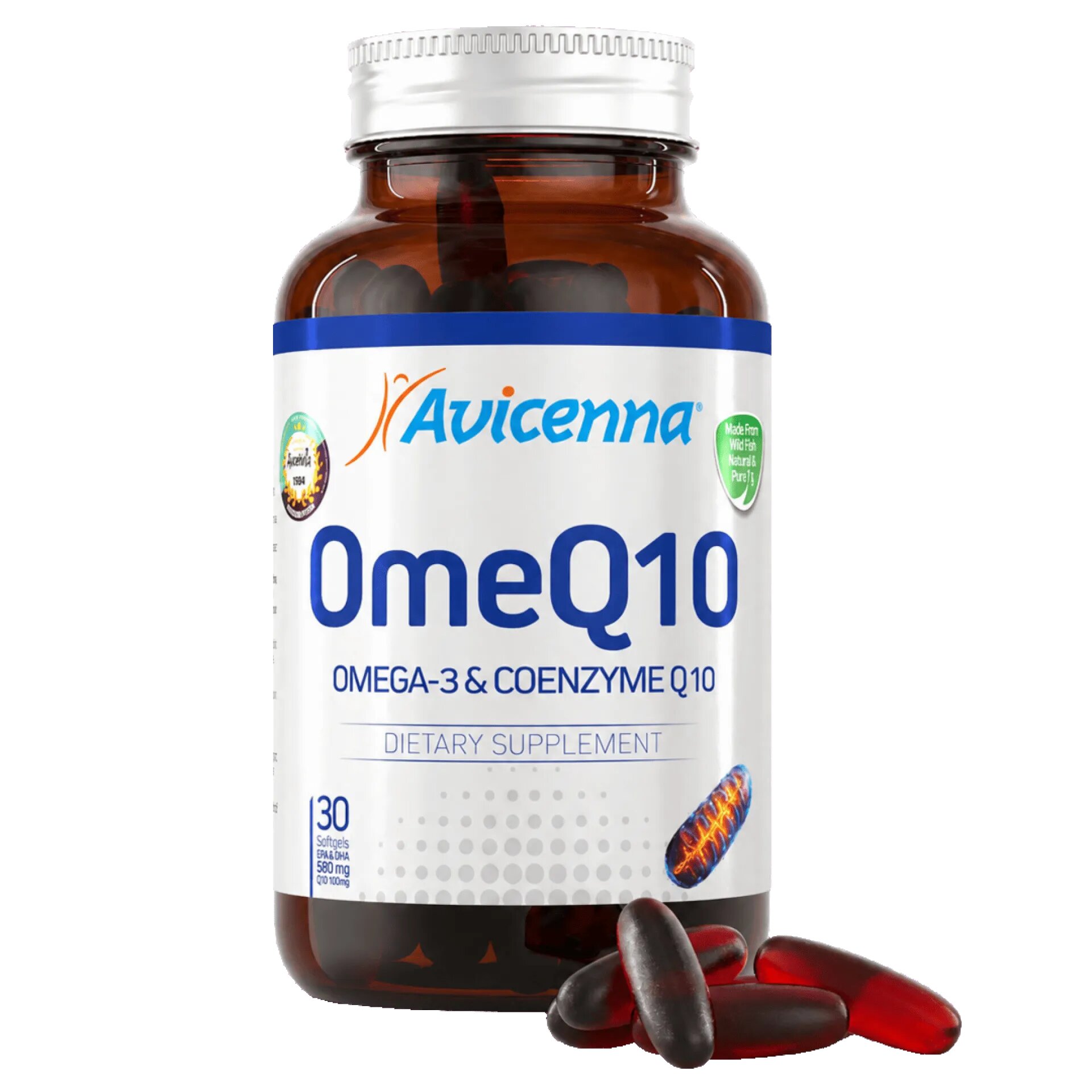 Омега-3 с Коэнзимом Q10 Avicenna OmeQ10 30 капсул для энергии и бодрости