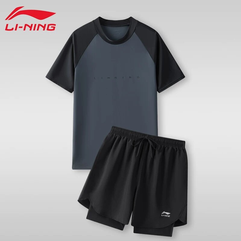 Li-Ning плавательный костюм для мальчиков и взрослых черно-серый размер 3XL для отдыха