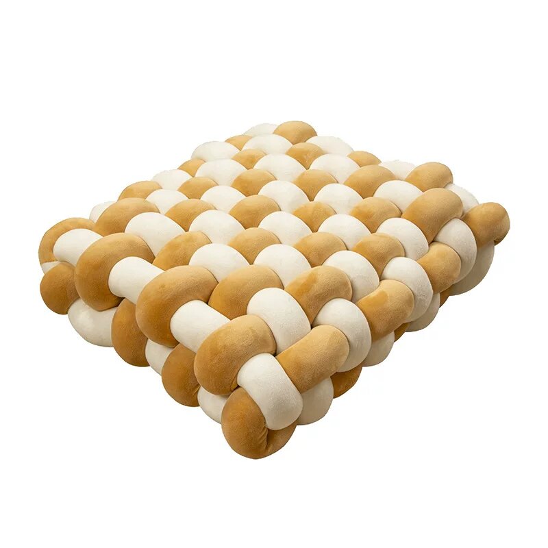 Квадратная декоративная подушка, 33x33x12 см, белая и верблюжий, современный домашний аксессуар