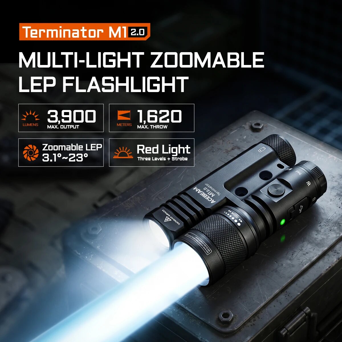 ACEBEAM Terminator M1 2.0 LED Фонарь Black-6500K