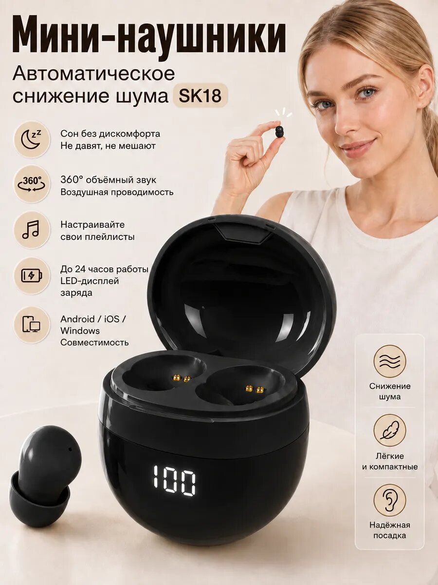 Наушники чип Bluetooth V5.4 мини наушники