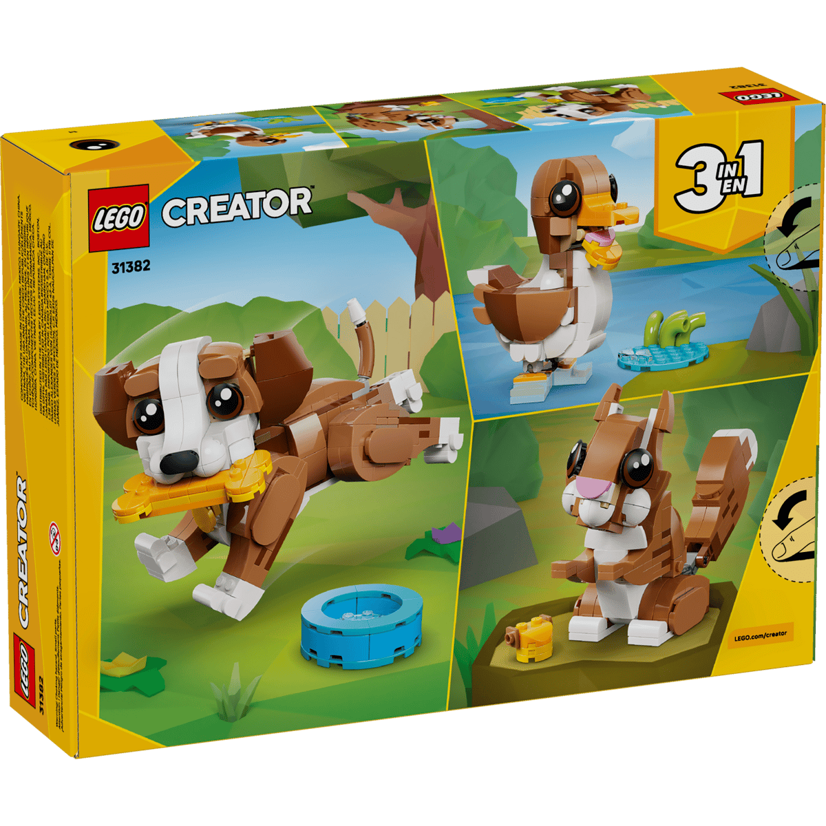 Лего. Конструктор Creator. Озорной щенок 3 в 1, 336 деталей. Lego