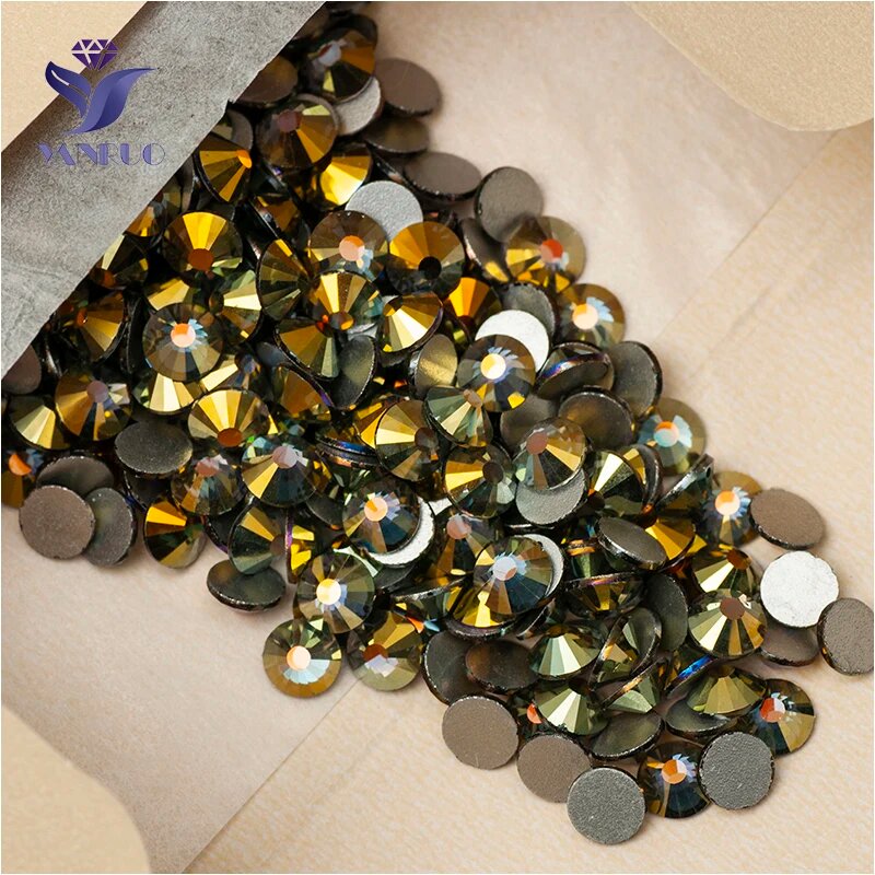 Кристаллы YANRUO 2058, Black Diamond AB, SS30, 288шт