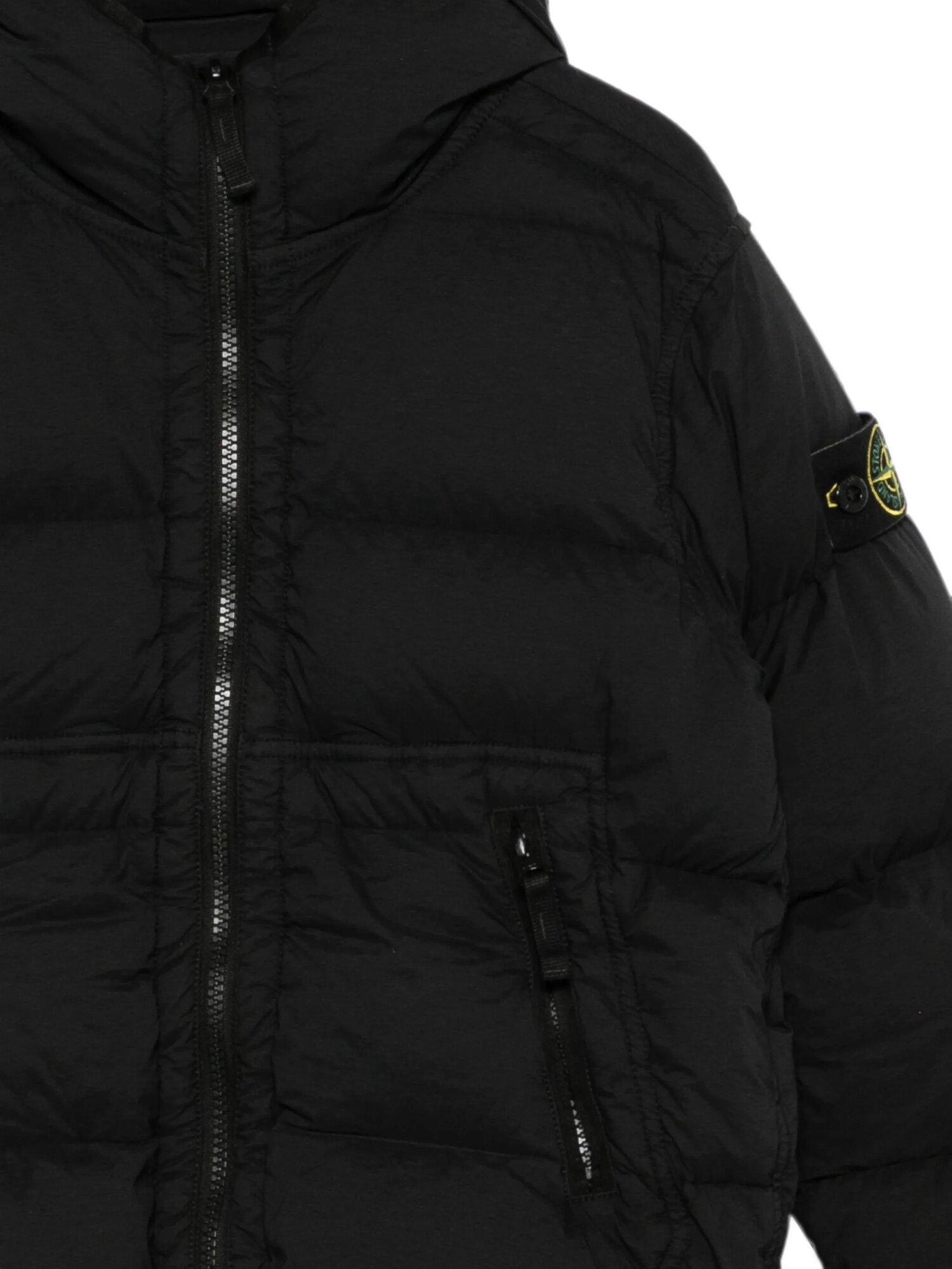 Пальто Stone Island Hooded zip-up coat, размер 170, черный — фото 1