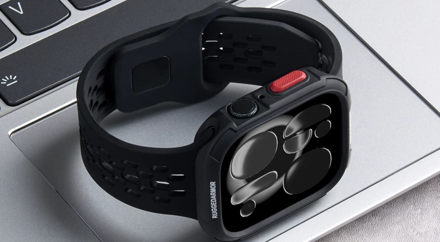 Силиконовый ремешок с защитным чехлом для Apple Watch Series 10/11 (42 мм 46 мм), летний воздухопроницаемый, не перегревает кожу, минималистичный стиль, идеально для мужчин