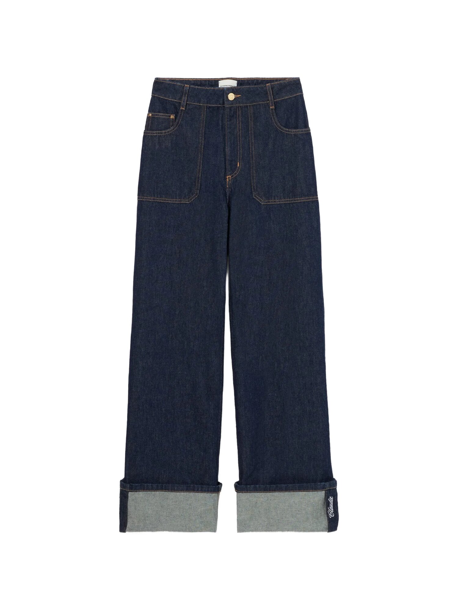 Джинсы CLAUDIE PIERLOT Wide-leg jeans embroidered cuffs