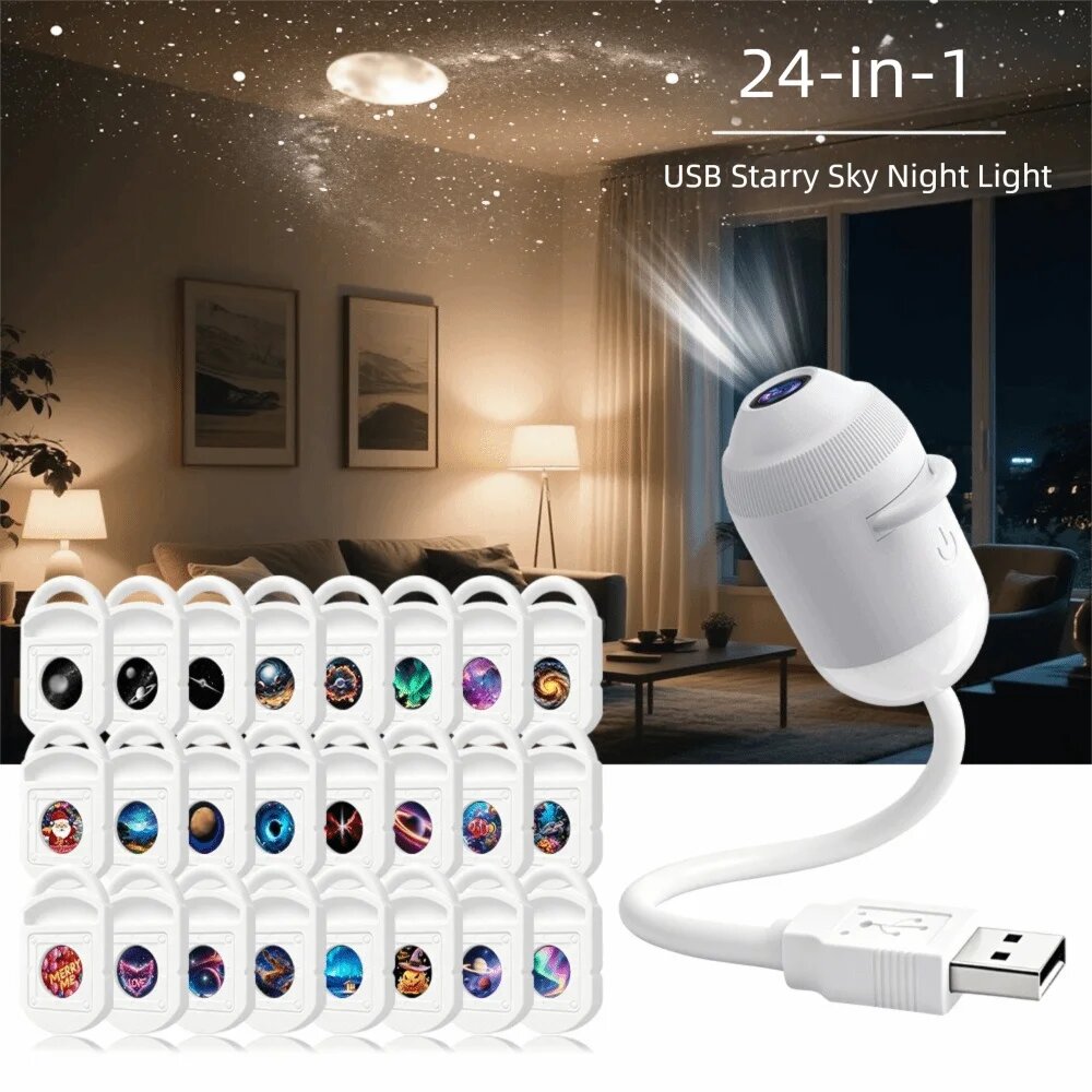 Ночник проектор звездный 24 цвета USB