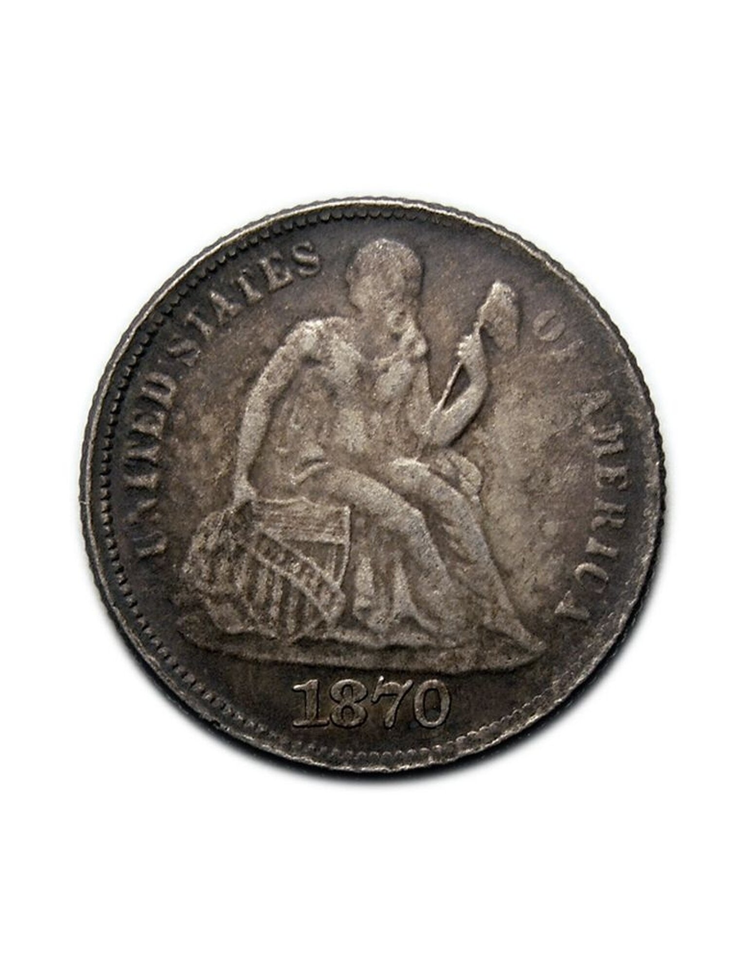 Монета бестмани "10 центов 1870 Сан-Франциско", посеребренный металл, Uncirculated
