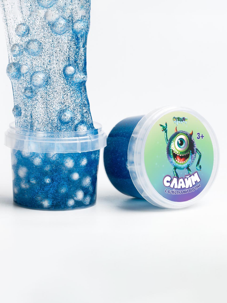 Жвачка для рук Слайм Стекло, с блестками и шариками, 90г, в ассортименте, 1шт